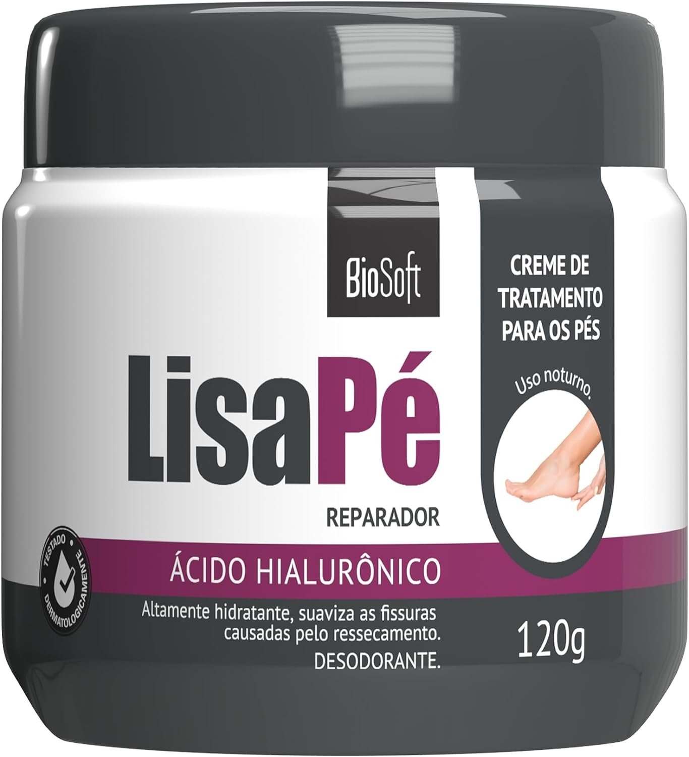Creme Hidratante Pés LisaPé Ácido Hialurônico Biosoft Softhair 120g